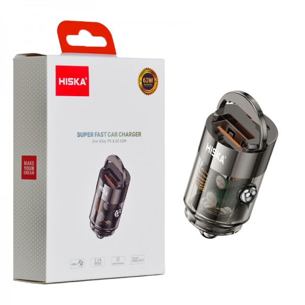 شارژر فندکی 63 وات دو پورت هیسکا (HISKA) مدل HCC-317 - کالا سال